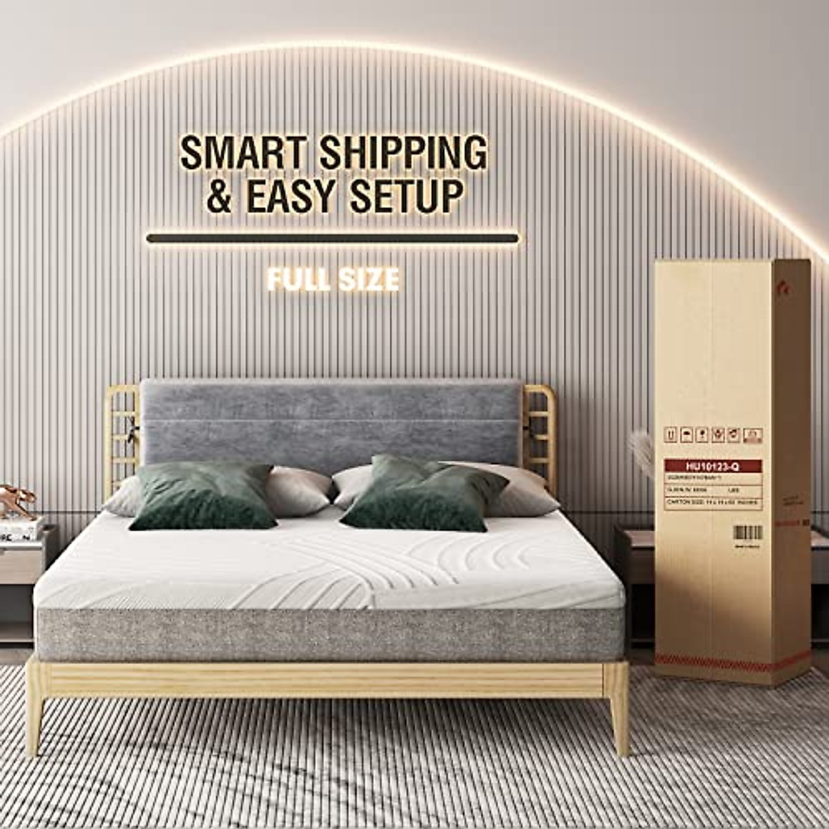 Giantex Memory Foam Mattress, 8 Inch Full Size, Gel Infused and Bamboo Charcoal Foam for Cool Sleep, Medium Firm Mattress w/Convoluted Foam, Ventilated Hybrid Bed Mattress in a Box, 75L x 54W x 8H