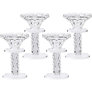 Okuna Outpost Crystal Candlestick Holders, Glass Home Decor (2.8 x 4.2 Inches, 4 Pack)