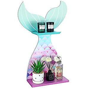 Wall Decor Shelf Bedroom Hanging Shelf Wall Mounted Shelf Wooden Floating Shelves Bathroom Decor for Girls Bedroom Nursery Gift (Mermaid)