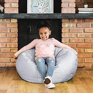 Big Joe Classic Bean Bag Chair, Gray Smartmax, Durable Polyester Nylon Blend, 2 feet Round
