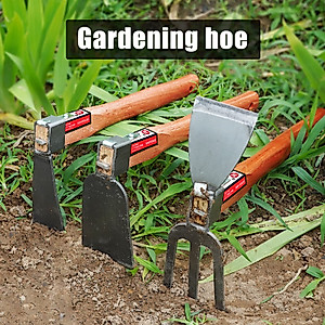 MOONTERGEER Hoe Garden Tools Cultivator Hand Digger Tiller Short Handle for Gardening loosening Soil Weeding Digging 15 in