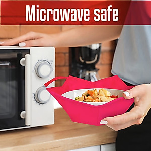 Set of 5 Bowl Holders, Cotton Huggers for Microwave, Cozy and Heat Resistant, Multicolor Bowl Holders, Heating or Warming Soup and Other Foods, Machine Washable, Oven Mitt Included