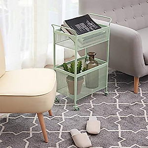 Magazine & Newspaper Baskets Magazine Rack Wrought Iron Rack Wheeled Living Room Book Storage Basket Bedroom Bedside Locker Living Room Storage Cart Floor-Standing Multi-Layer Storage Rack