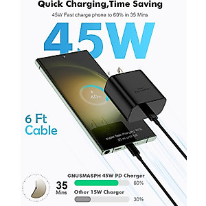 45W Samsung Super Fast Charger Type C 2 Pack for Samsung Galaxy S23 Ultra Charger S22 Ultra Charger S23/S23+/S22/S22+/S21/S20,Z Fold 4/Z Flip 4,Note 10/20,S8/S7/S7+,USB C Wall Charger with 6ft Cable