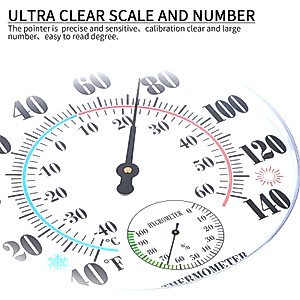 MUMTOP Indoor Outdoor Thermometer-Large Wall Thermometer - 10 inch Weather Thermometers and Hygrometer, No Battery is Required Wall-Mounted for Patio Home or Outside