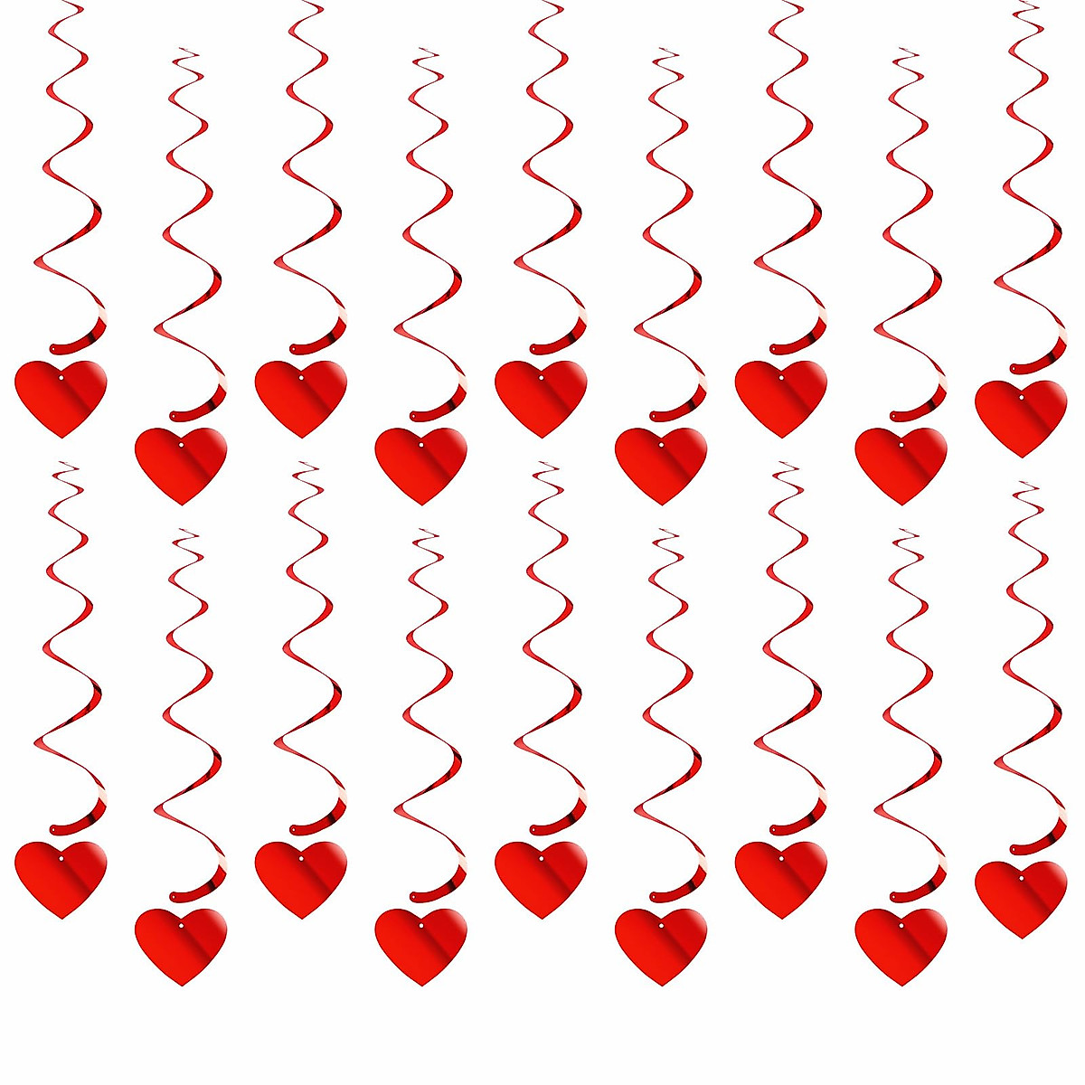 Valentines-Day Red Heart Swirls Party-Decorations - 18Pcs Romantic Special Night Galentines Hanging Streamers Garland, Girl Wedding Anniversary Baby Bridal Shower Birthday Decor Supplies Hugtmr