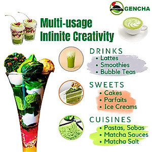 GENCHA Matcha Green Tea Powder, Japanese Organic Matcha Powder (Premium Second Harvest Culinary Grade, 3.52 oz) 2023 New Launch Directly from Japan