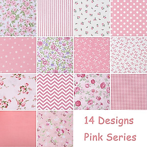 Nodsaw Layer Cake Fabric for Quilting 10 inch, Precut Fabrics Square 10x10 inch for Quilting, Print Pink Cotton Quilt Fabric Squares Bundles for Sewing DIY Patchwork Craft(42Pcs)
