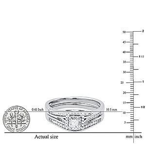 Dazzlingrock Collection Princess & Round White Diamond Bridal Engagement Ring Set 1/4 CT (0.25 ctw), 925 Sterling Silver, Size 5.5