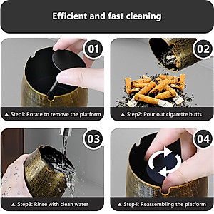 roygra Ashtray with Lid, Windproof Smokeless Metal Ashtray – Bronze, Small Size (3.81 x 3.08 x 3.08’’)