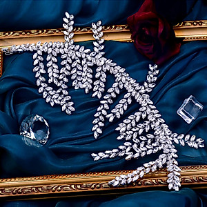 Silver Rhinestone Wedding Tiara，Headpiece Forehead Tiara Jewelry Head Chain, Crystal Headpiece Bridal Hair Accessories for Bride Women HP373