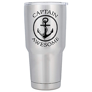 Elanze Designs Captain Awesome 30 Oz Stainless Steel Travel Mug with Lid