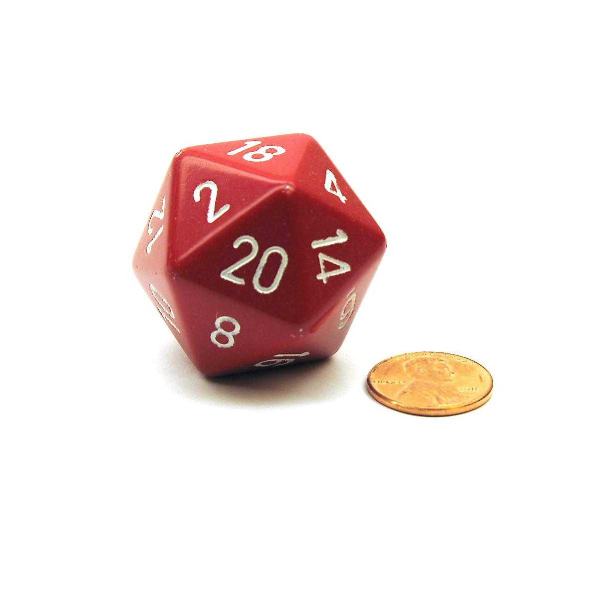 Jumbo d20 Counter - Opaque 34mm Dice: Red with White