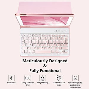 Keyboard Case for iPad 10.2" 9th 8th 7th Generation, with Detachable Bluetooth and Pencil Holder, 10.2 Inch/iPad Air 10.5"(3rd Gen)/iPad Pro 10.5 in, Auto Sleep/Wake Function (Pink)