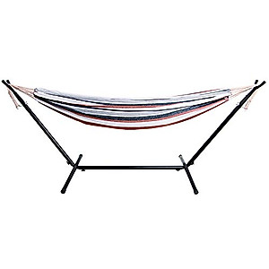 BalanceFrom Double Hammock with Space Saving Steel Stand and Portable Carrying Case, 450-Pound Capacity