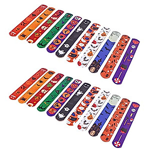 ibasenice 252 pcs Halloween Snap Photo Favors Style Circle Spider Slap Wristbands Wrist Props Decorative Decors Parties Ghost Pumpkin Bracelet Bracelets Novelty Supplies Party Kids
