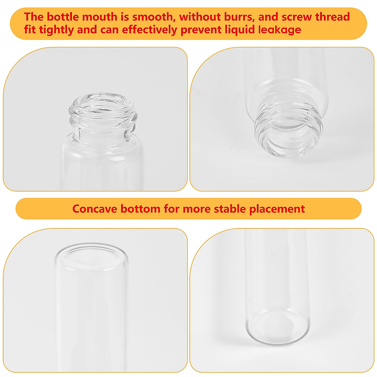 Cadbibe 30ml Glass Clear Test Tubes with Screw Caps and Plastic Stoppers, Liquid Sample Vial, Leak-Proof Flat Test Tubes, 24PCS