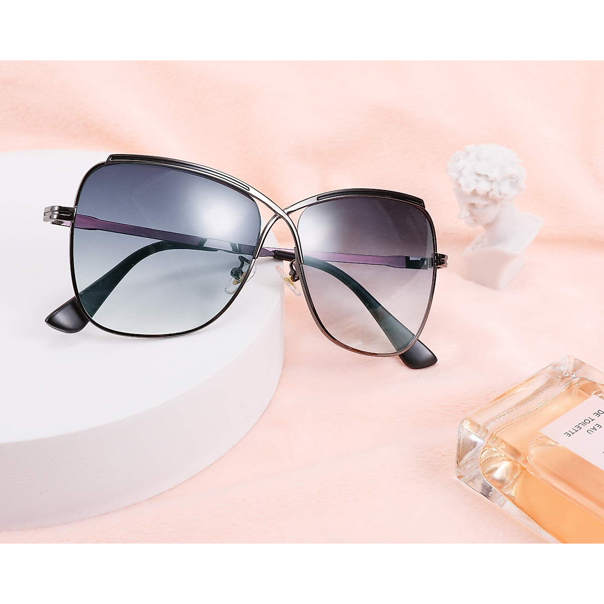 FEISEDY Womens Aviator Sunglasses Oversized Butterfly X Shape Design Cateye Cute Lady Sunglasses B2738