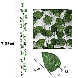 ZYIGYI 360 Feet 48 Pack Fake Greenery Hanging Garland, Ivy Leaf Plants, Vine Leaves, Fake Flowers Foliage for Bedroom Garden Wall Decor