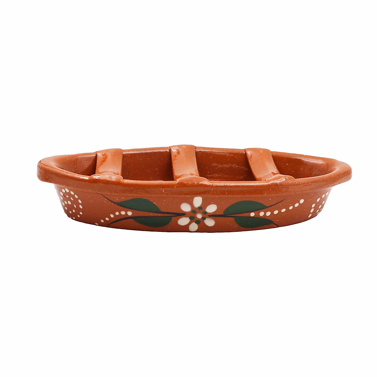 Hand Painted Portuguese Terracotta Oval Sausage Roaster Made in Portugal