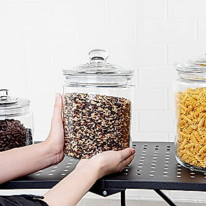 Restaurantware Vetri 0.5 Gallon Glass Storage Jar 1 Dishwashable Glass Cookie Jar - Airtight Seal Wide Opening Clear Glass Candy Jar Knob Handle Lid For Kitchen Laundry Or Storage