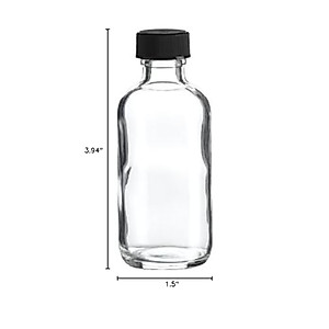 Premium Vials B26-12 Boston Round Glass Bottle with Cap, 2 oz Capacity, Clear (Pack of 12)