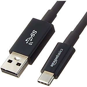 Amazon Basics USB Type-C to USB-A Male 3.1 Gen2 Adapter Charger Cable - 3 Feet (0.9 Meters) - Black