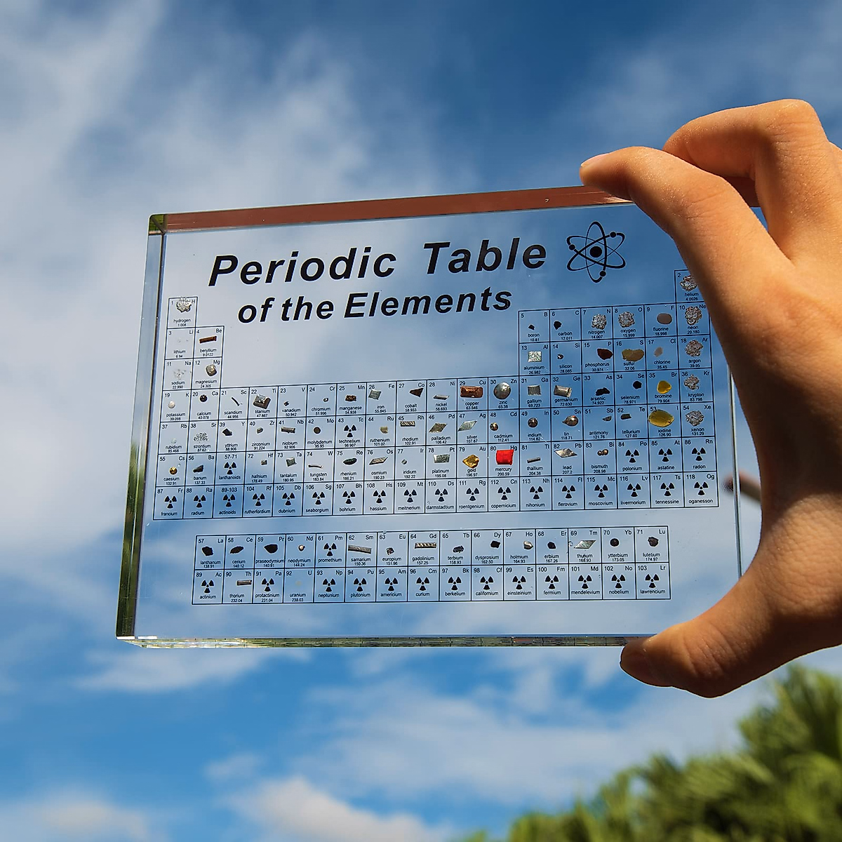 Periodic Table with Real Elements Inside, Acrylic Periodic Table with Flannel Bag, 3D Periodic Table of Elements, Chemistry Gifts for Kids Adults Teacher