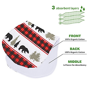 LNGLAT 3-Pack Baby Burp Cloth for Boys Girls, 100% Organic Cotton, Triple Layer, Thick, Soft and Absorbent,Christmas Burping Rags for Newborns Baby Shower Set