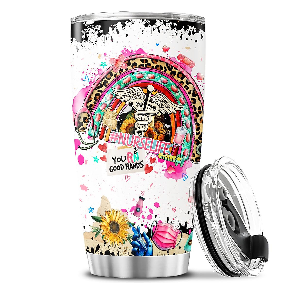 HUBUPU Nurse Gifts, Tumbler 20 Oz With Lid And Straw, For Cups Tumblers Nursing Women School Coffee Nurses Week, Nurse Nurse Life