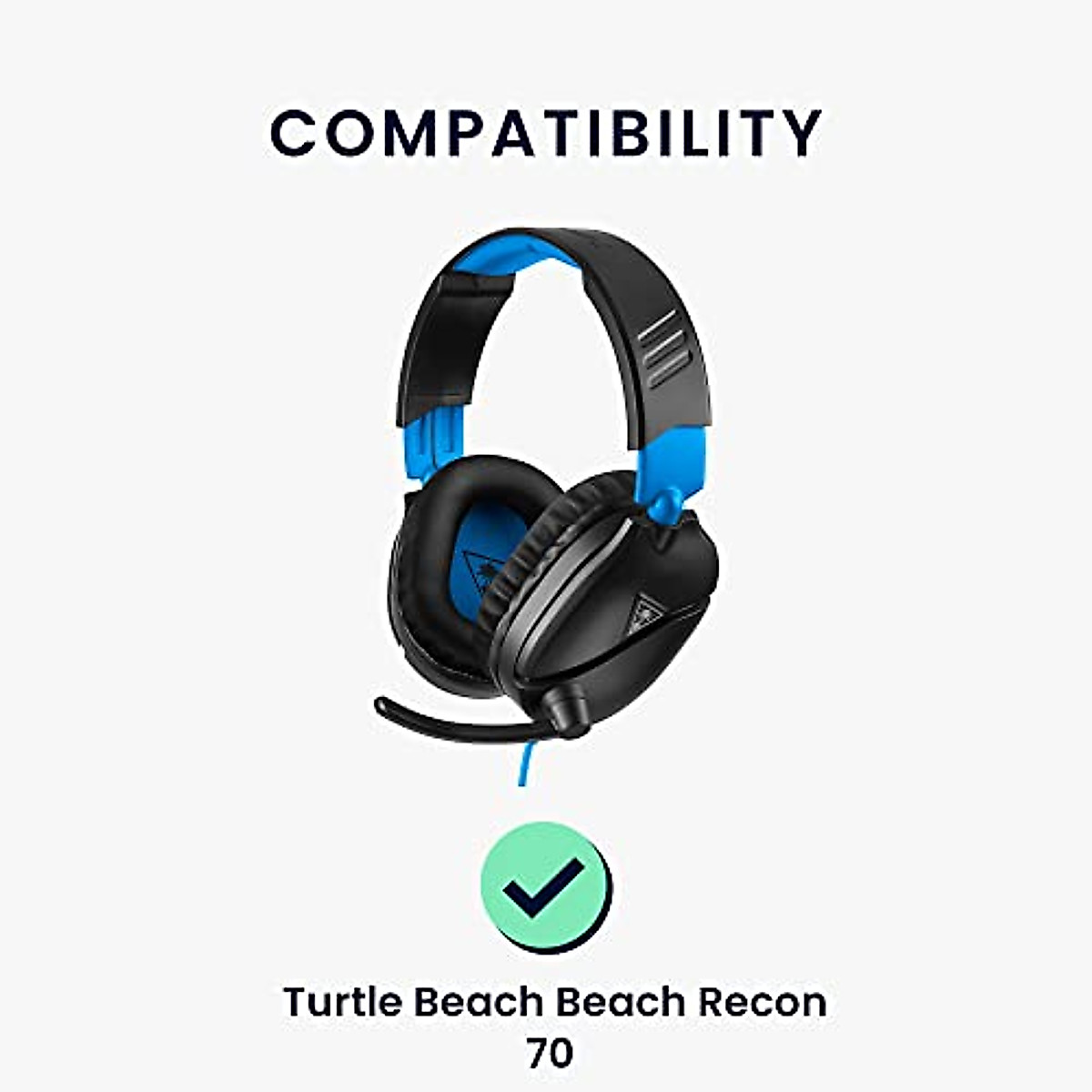 kwmobile Ear Pads Compatible with Turtle Beach Beach Recon 70 Earpads - 2X Replacement for Headphones - Black