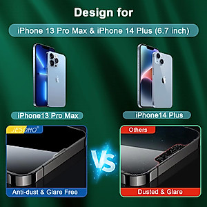JESOHO Blue Light Screen Protector for iPhone 13 Pro Max & iPhone 14 Plus (6.7''), Eye Protection Tempered Glass Film, Scratch-Resistant, No Bubble, Anti Glare,with Easy Installation Kit, 2 Pack