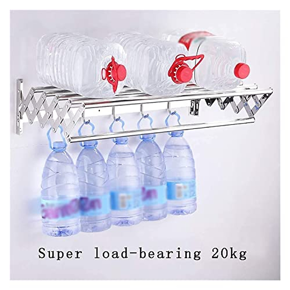 XMCX Foldable Laundry Drying Rack Wall Mounted Clothes Airer Compact Portable Collapsible Easy Storage Large Capacity Drying Rods Dryer (Size : 50cm/19.7inch)