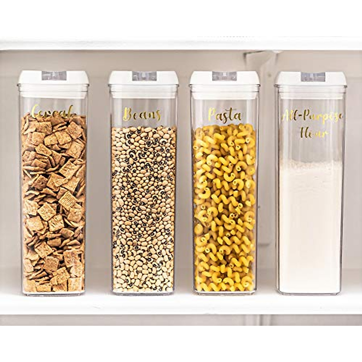 Mint Living Gold Pantry Labels 100 (90 Preprinted +10 Blank) Kitchen Labels - Glossy Water Resistant Sticker for Kitchen & Fridge Pantry Organization Storage Containers Jars Easy Reposition