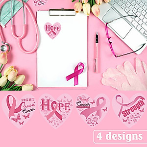 Breast Cancer Awareness Stickers 2 Inch Pink Heart Shaped Official Breast Cancer Hope Sticker for Women Girls,Charity Public Fundraising Favors Party Supplies 500 Pcs