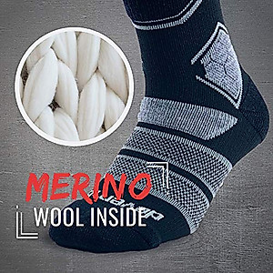 devembr Merino Wool Ski Socks for Men and Women, High Performance Snowboard socks - Size M, Black