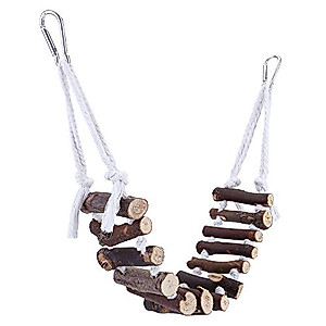 Mogoko Wooden Bird Ladders and Rope Swing Set, Cage Hanging Bridge Toys for Small Parakeets Cockatiels, Lovebirds, Conures, Macaws, Lovebirds, Finches