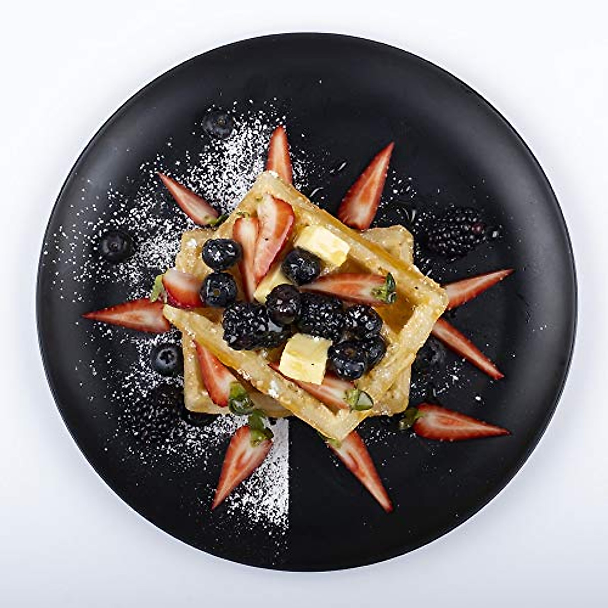 ACASSA Black Dinner Plates Set of 4, Kitchen Plates, Matte Black Plates, Modern Dinner Plates, Dishwasher Safe, Unbreakable Dinnerware, Bamboo Fiber, Lightweight, Sustainable (Black, 10 inch)