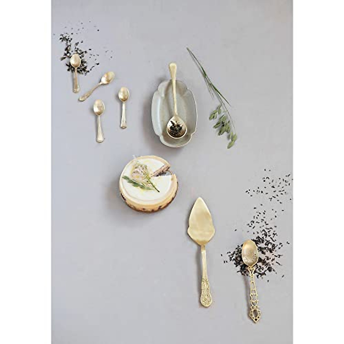 Creative Co-Op Brass Canvas Bag Spoon, 8" L x 2" W x 0" H, Natural