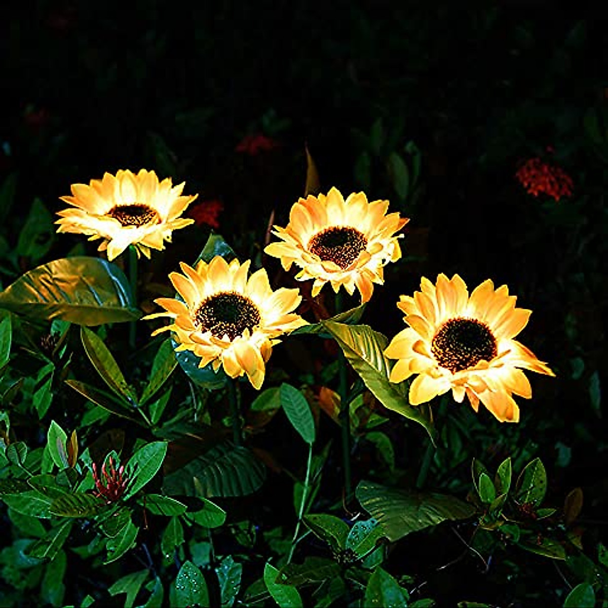 Solar Lights Outdoor Waterproof Led Lights Artificial Flowers Landscape Lights for Patio Party Decorations Yard Garden Décor (Sunflower)