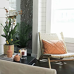 Main + Mesa Creative Co-Op Embroidered Cotton Geometric Lumbar Pillow, Rust