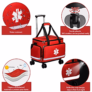 Medical Bag Rolling Roller Bag Trolley Duffel Nurses Emt Cna RN Empty for First Aid Responder Home Health Care Nursing Student Roll Duffle Bag Carry on with Wheels wheeled Work Physicians Doctor