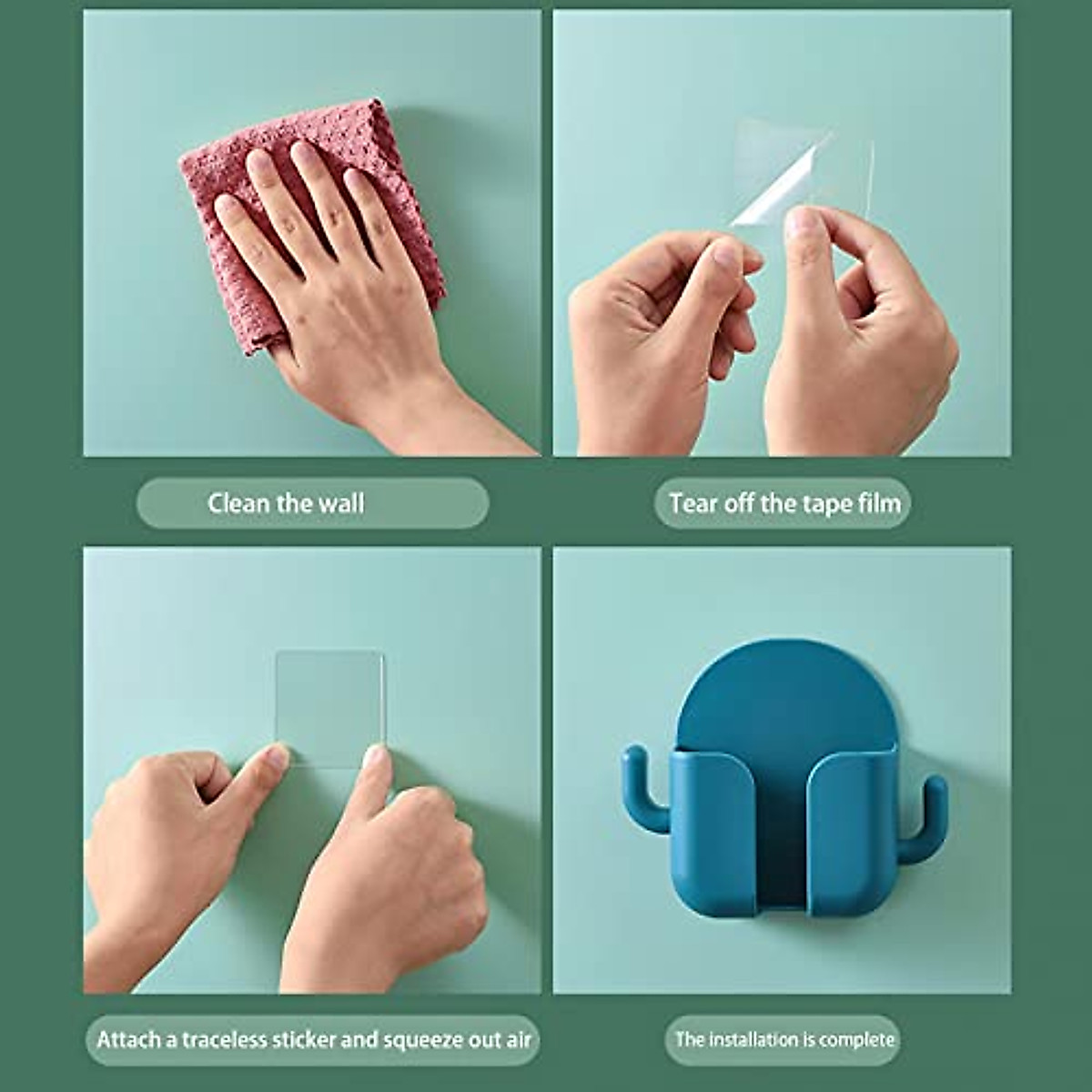 Mllkcao WallMounted Storage Boxes No Punching Storage Rack Remote Control Panel Storage Organizers Durable Rubber army Green