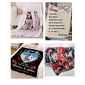 Customize DIY Picture Personalized Soft Flannel Blanket, Create Your Own Photo Text Blankets for Birthday Gifts Family Wedding Anniversary Couples Friends Pets Office 32''*48''