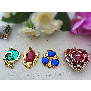 Andrew Jas Unisex The Legend of Zelda Twilight Princess & Hylian Shield & Master Sword finest collection sets keychain/necklace/jewelry series (Red-10set)