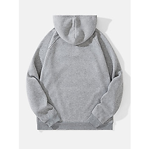 SHENHE Men's Graphic Letter Print Pullover Hoodies Long Sleeve Hooded Sweatshirt Tops Grey M