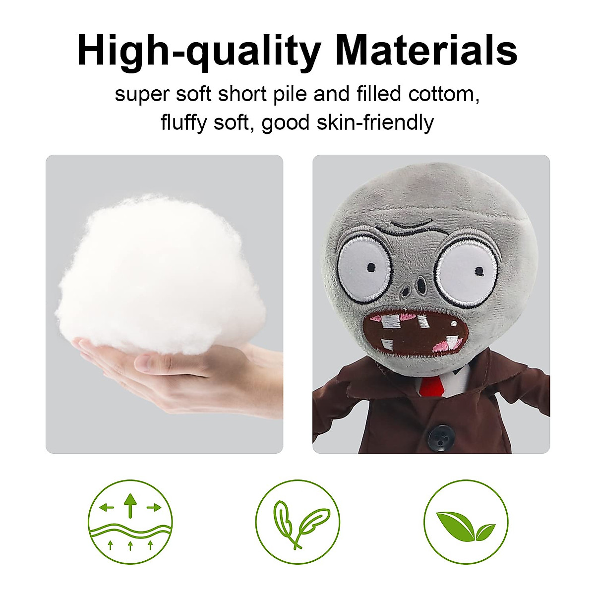 Maikerry 1 PC PVZ Zombies Plush Toy Brown Coat Normal Zombies Toys,Halloween Christmas Birthday Decoration Zombie Plush Doll