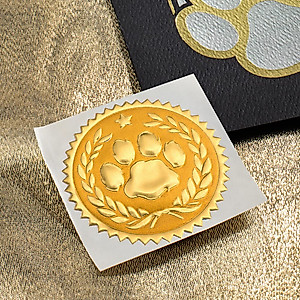 PaperDirect, Gold Embossed Laurel and Paw Foil Seals, 2 Inches, 100 per Package