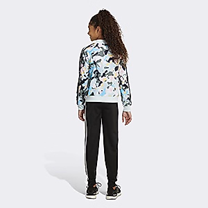 adidas Girls' Zip Front Tricot Bomber Jacket, White with Multicolor, Medium