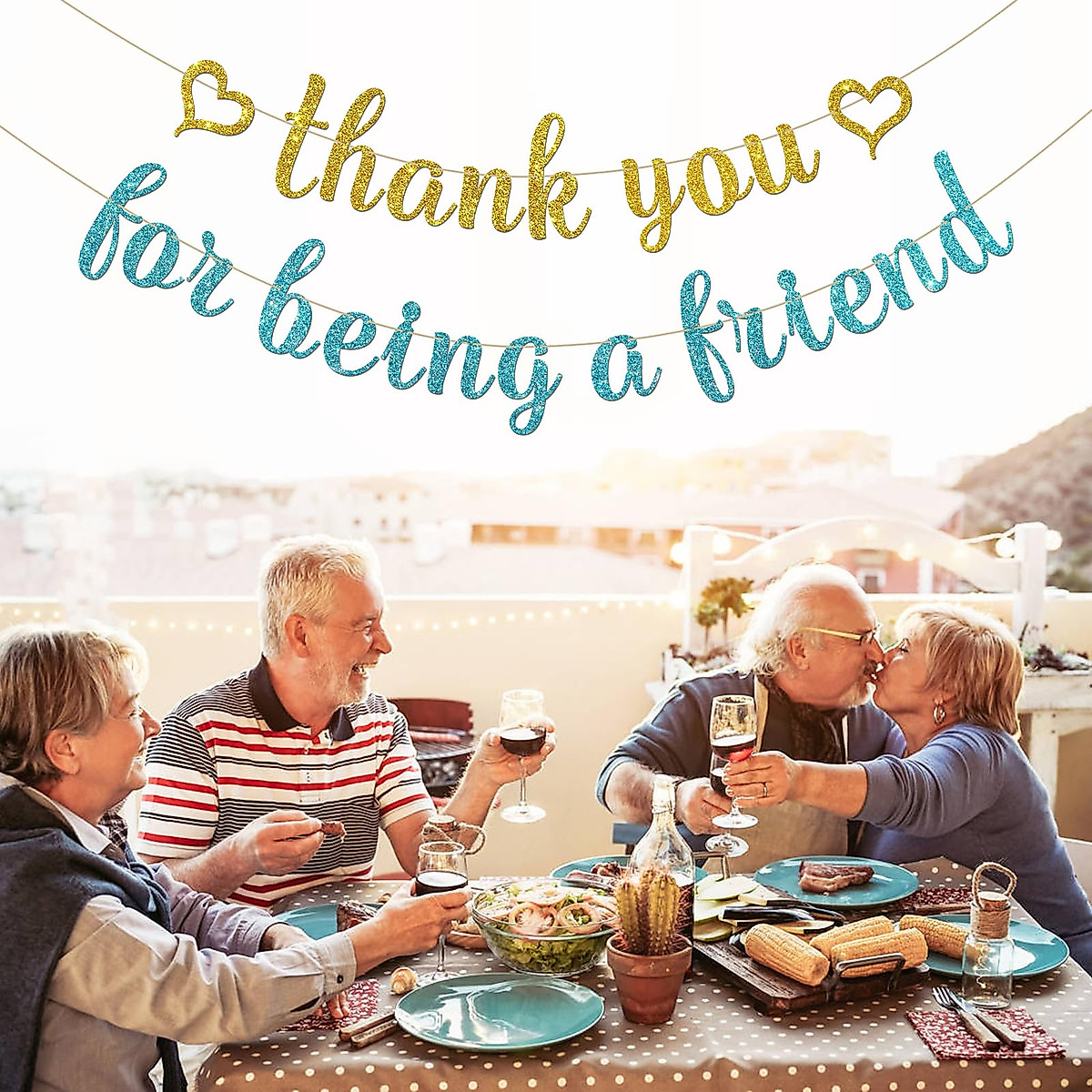 INNORU Thank You for Being a Friend Banner - Thank You Party Decor - New Friends - Graduation Going Away Party Decorations Supplies, Glitter